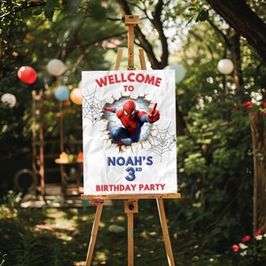 Spiderman Welcome Sign - Editable Spider Man Welcome Board for Birthday ...