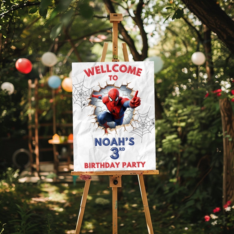 Spiderman Welcome Sign Editable Spider Man Welcome Board for Birthday ...