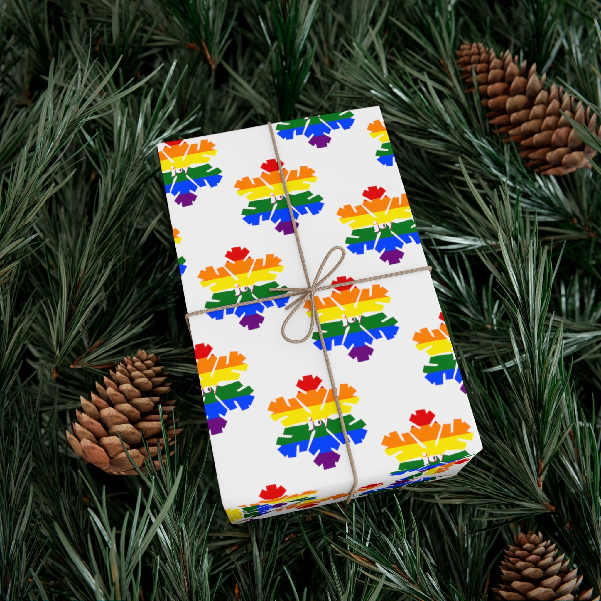 Snowflake LGBT Wrapping Paper, Christmas Joy Gift Wrap Papers, Pride ...