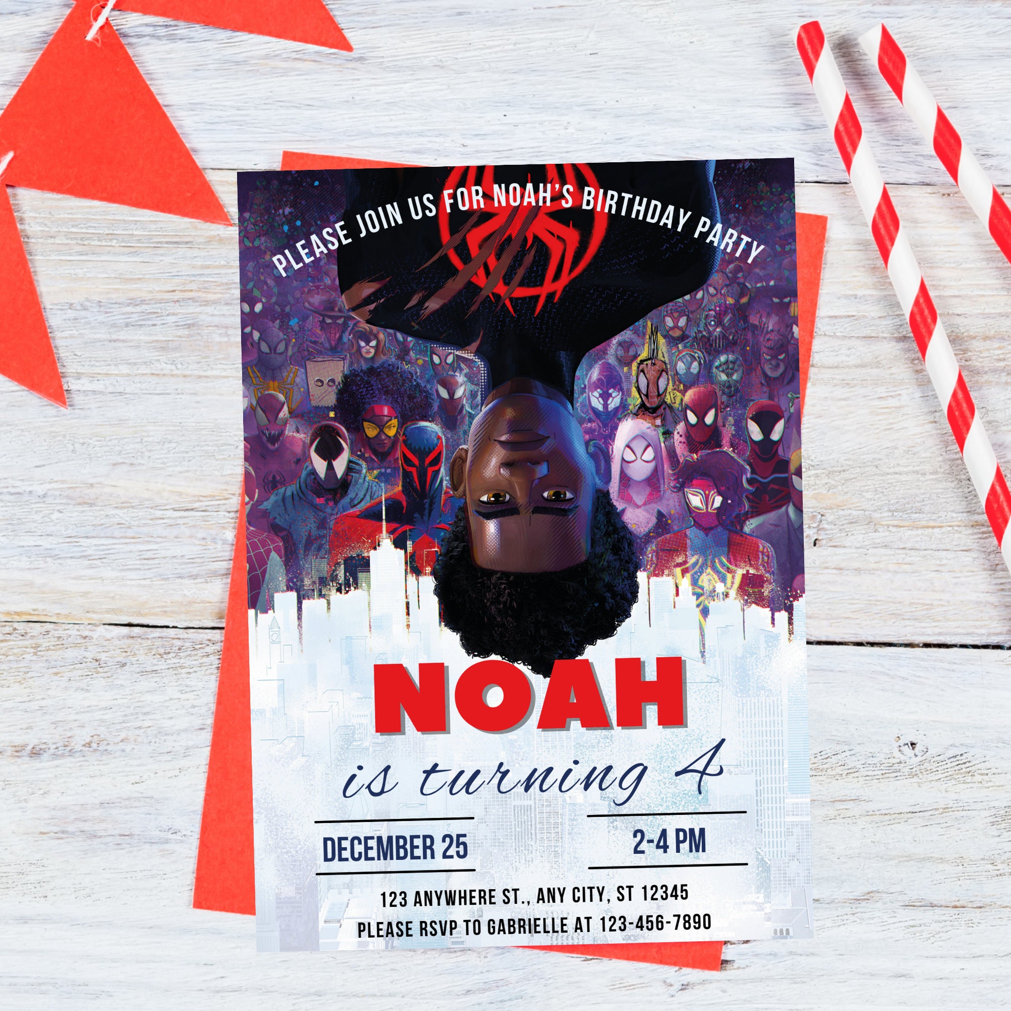 Miles Morales Birthday Invitation Template Instant Download, Printable ...