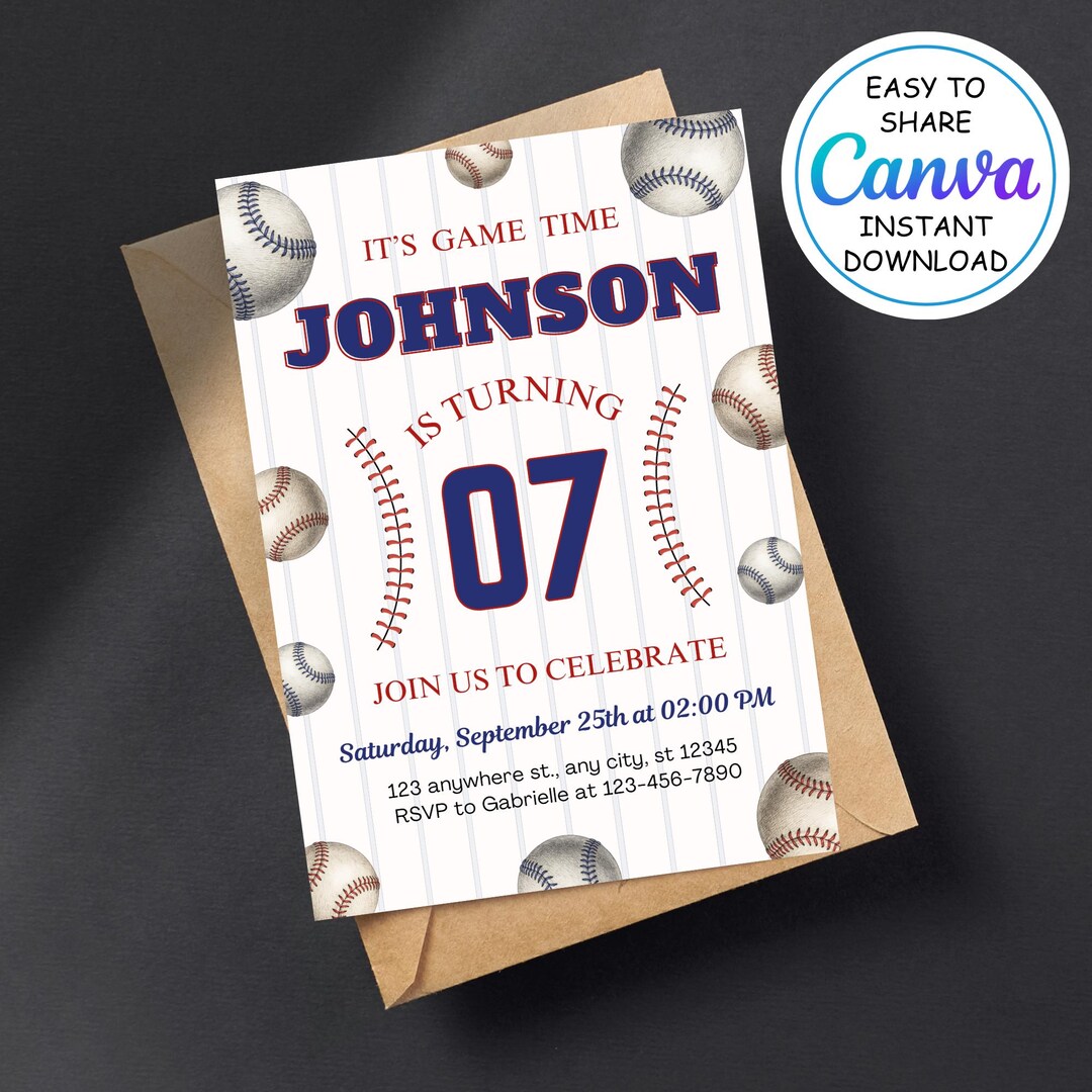 Baseball Birthday Invitation Template ANY AGE | Editable Baseball Party ...