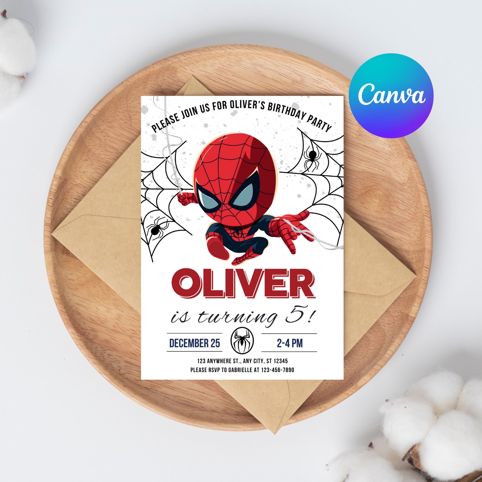 Editable Spiderman Birthday Invitation Template - Printable Spider-man ...