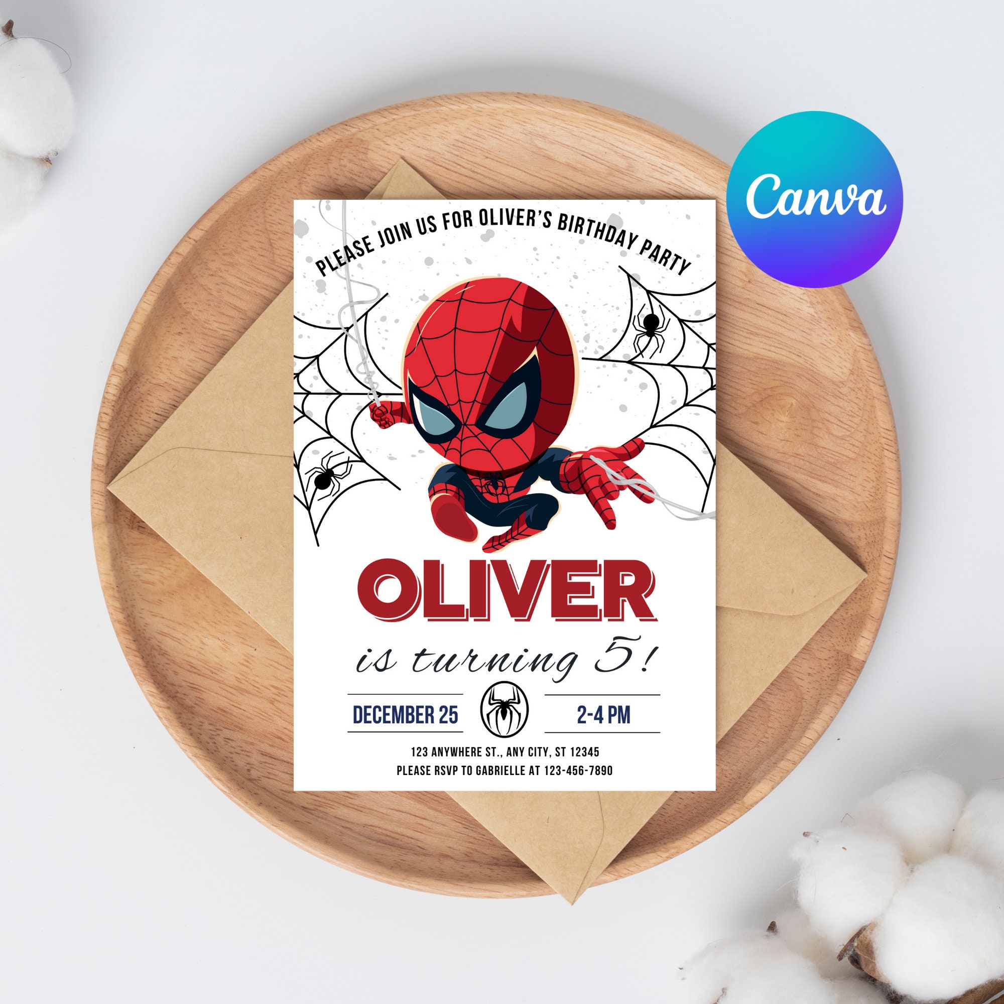 Editable Spiderman Birthday Invitation Template - Printable Spider-man ...