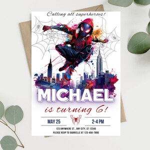 Editable Miles Morales Birthday Invitation Template - Spiderman ...