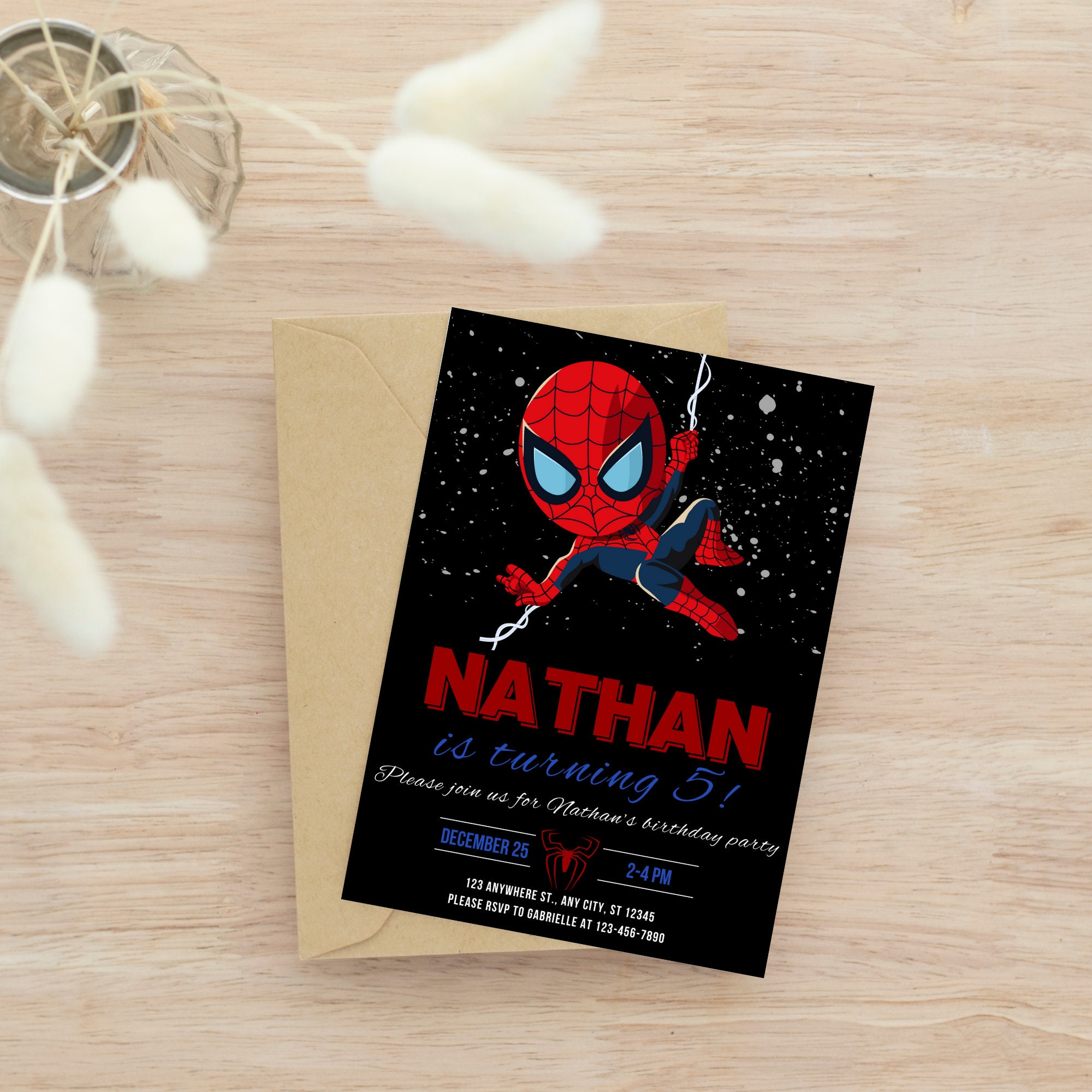 Black Spiderman Birthday Invitation Template Instant Download Editable ...