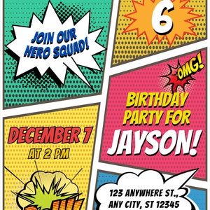 Printable Superheroes Birthday Invitation, Editable Template Superhero ...