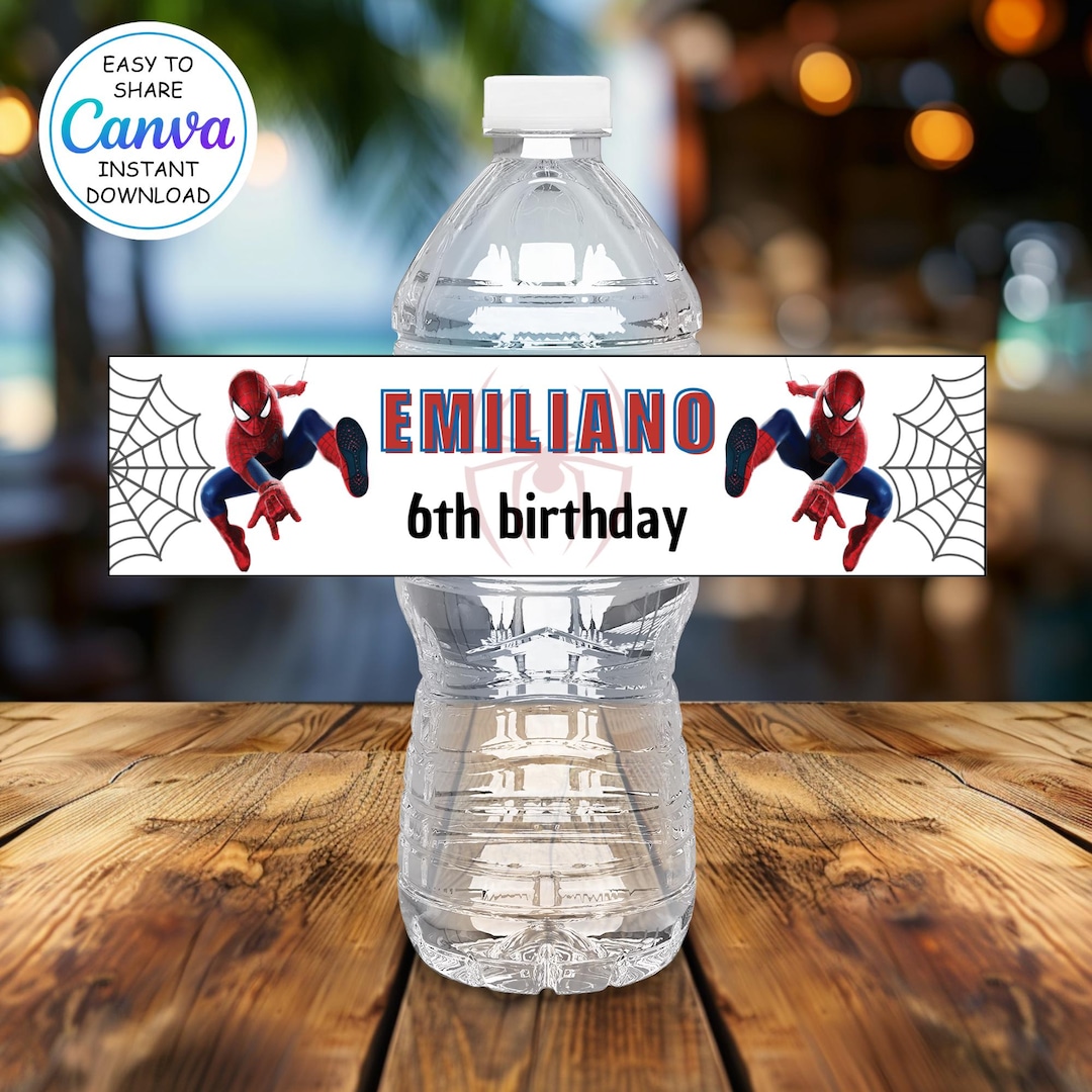 Editable Spider-man Water Bottle Label – Superhero Birthday Party Favor ...