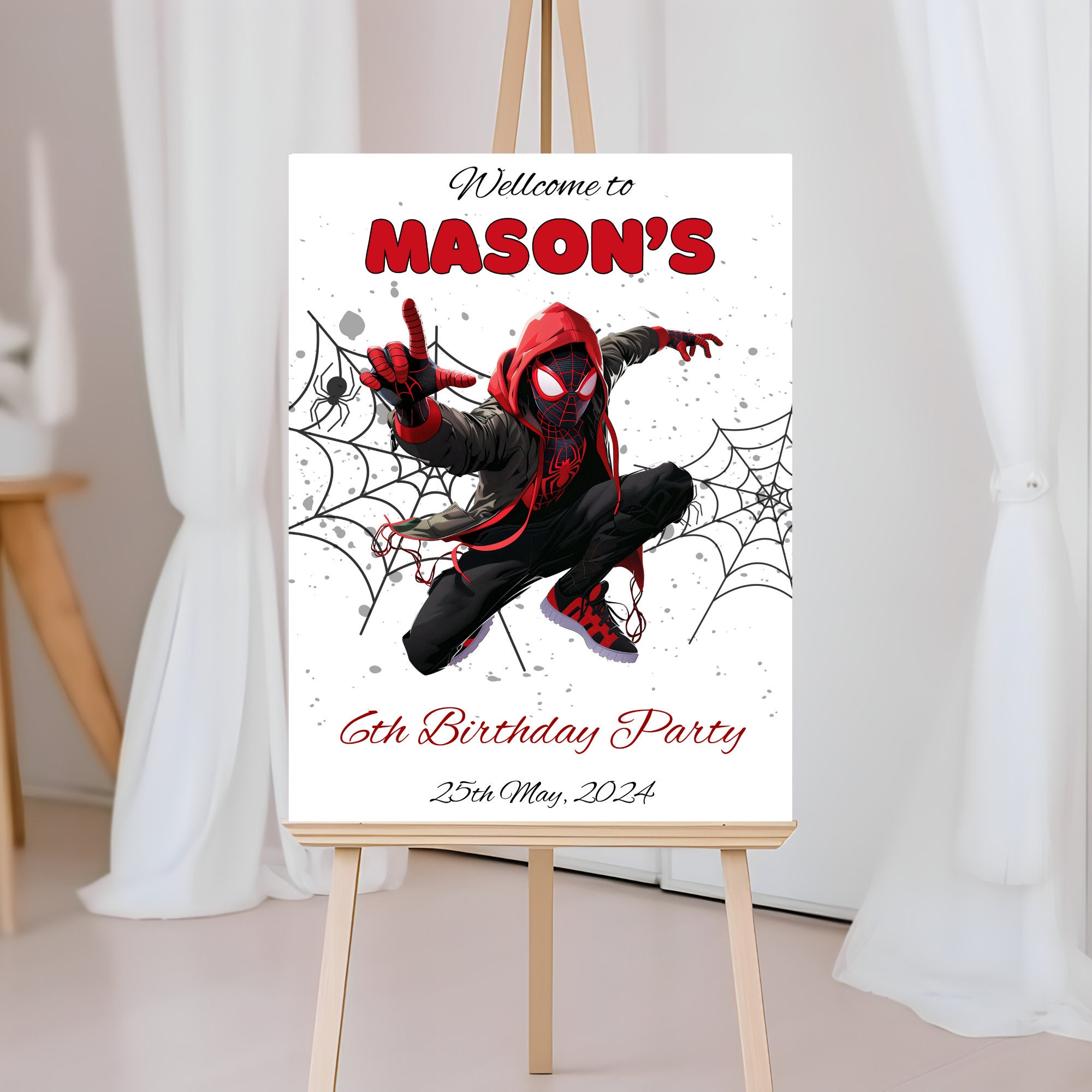 Editable Spiderman Welcome Sign Template Printable Miles Morales ...