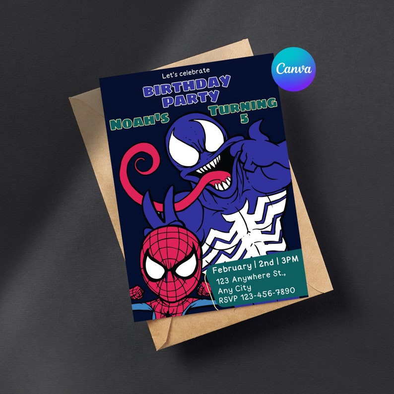 Editable Venom Birthday Invitation Template Spiderman - Etsy