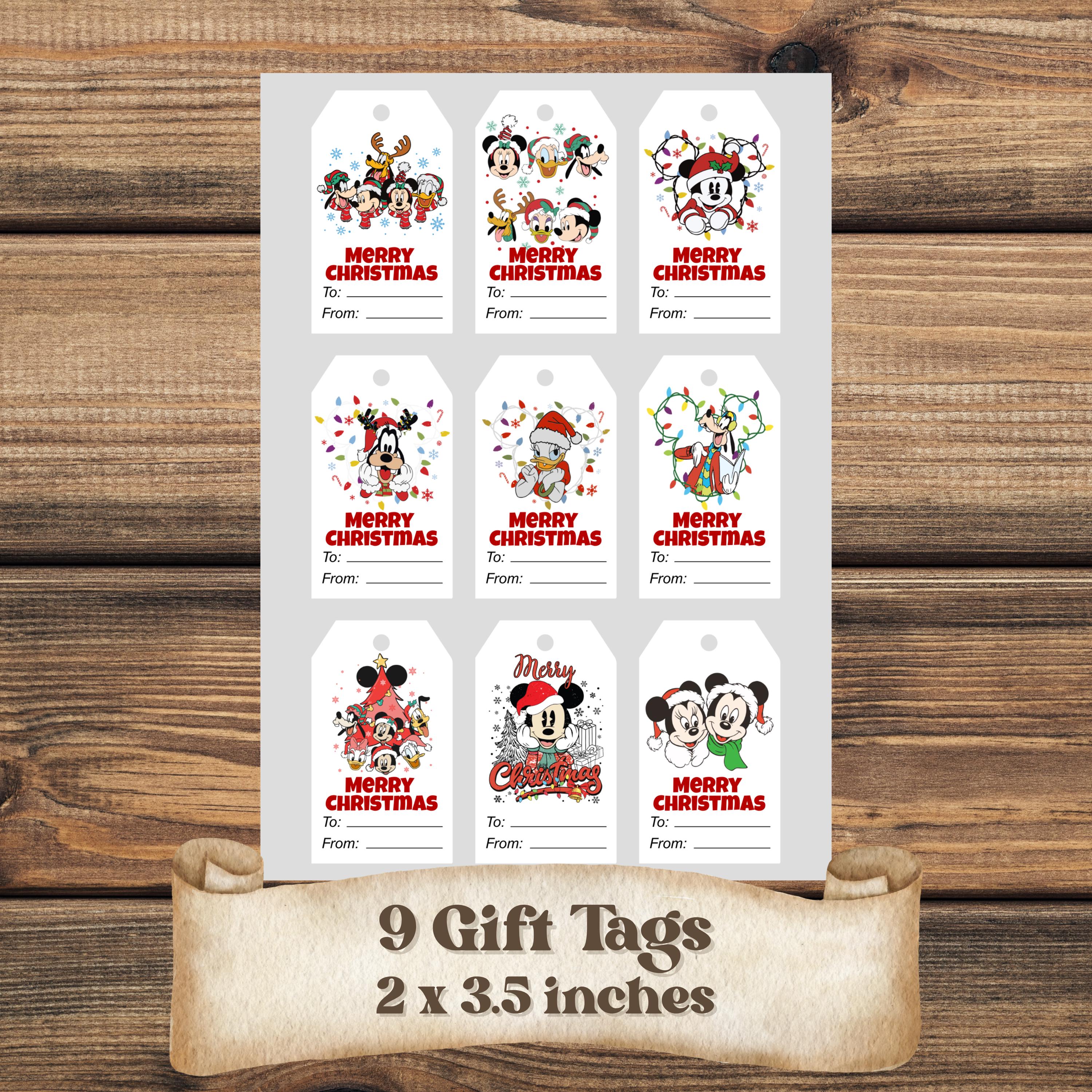 Mickey Mouse Christmas Gift Tags – Printable Holiday Kids Favor Tags ...