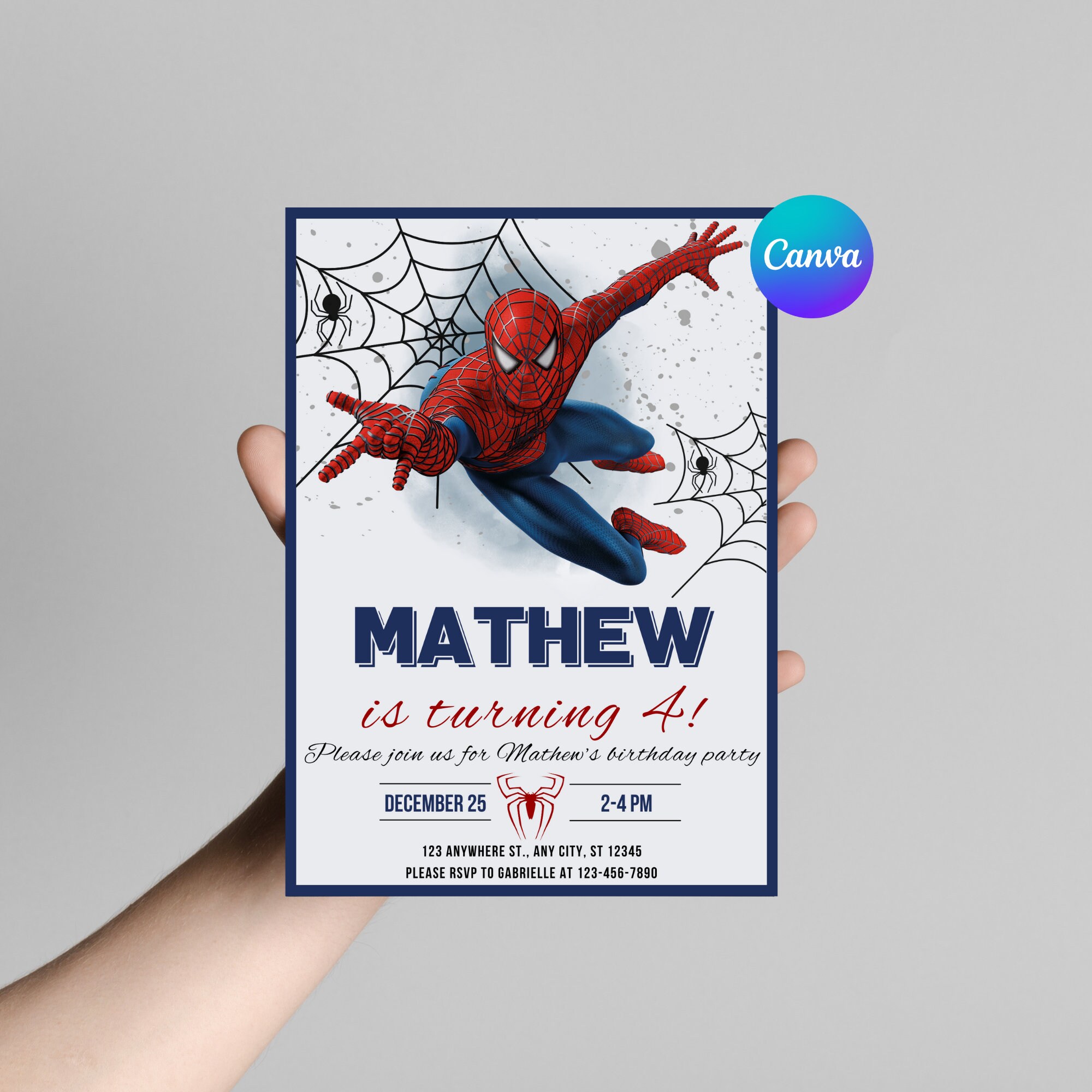 Editable Spiderman Birthday Invitation Template Printable - Etsy