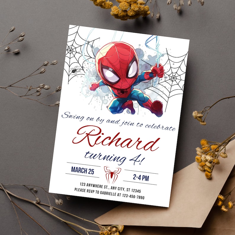 Editable Spiderman Birthday Invitation Template - Printable Spider-man ...