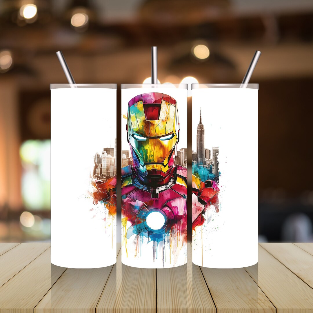 Iron Man PNG Tumbler Wrap Superhero Sublimation Design 20oz Skinny ...