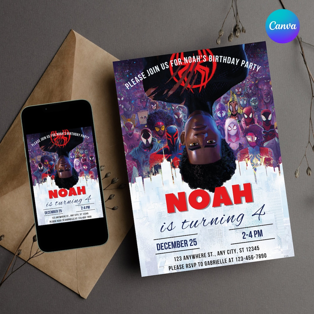 Miles Morales Birthday Invitation Template Instant Download, Printable ...