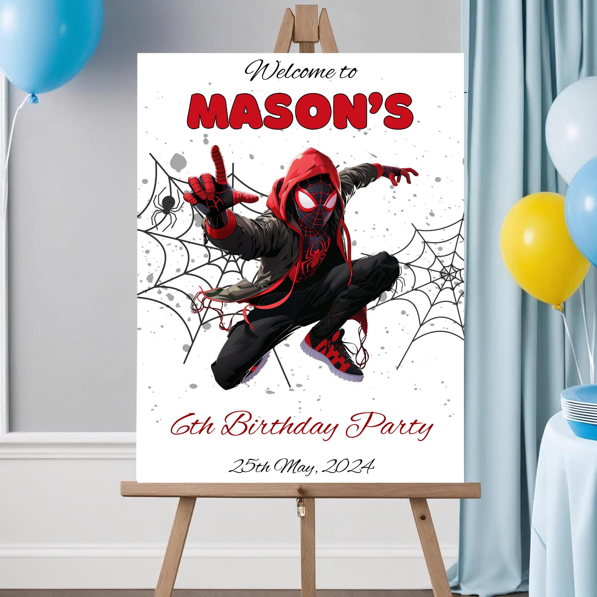 Editable Spiderman Welcome Sign Template - Printable Miles Morales ...