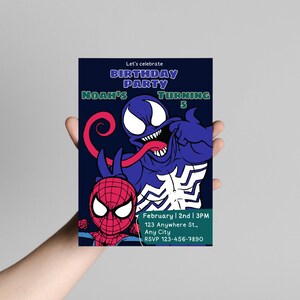 Editable Venom Birthday Invitation Template, Spiderman Printable ...
