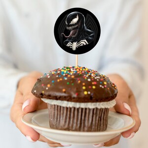 Venom Cupcake Toppers – Printable Superhero Party Decorations – Venom ...