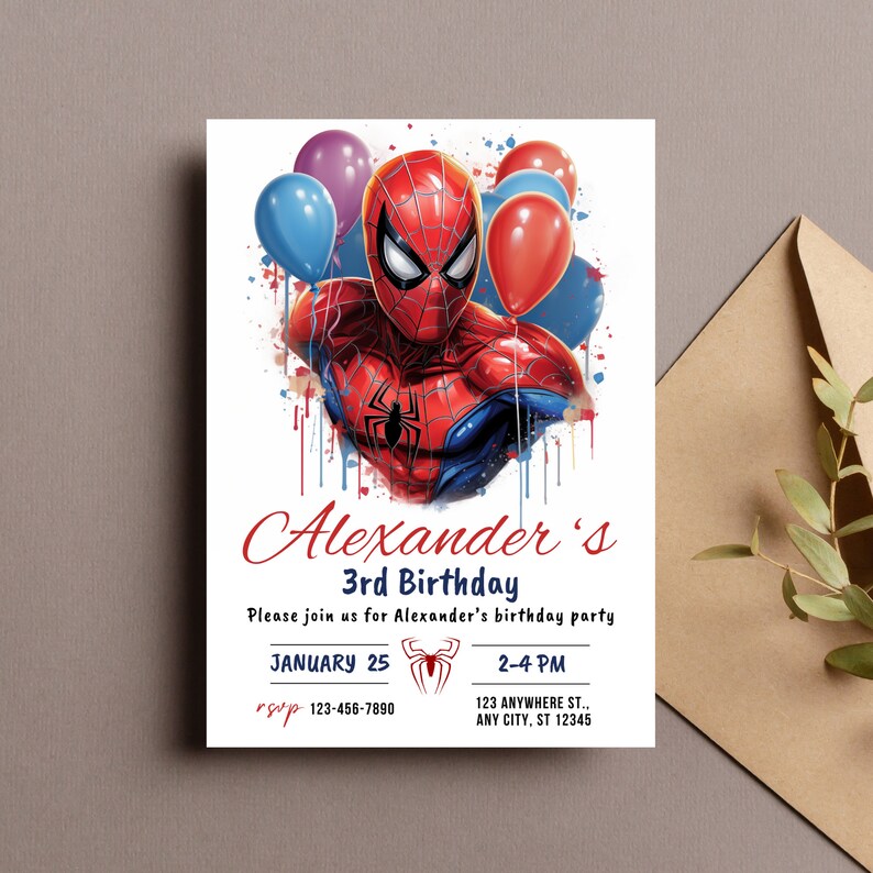 Editable Spiderman Birthday Invitation Template Instant Download ...