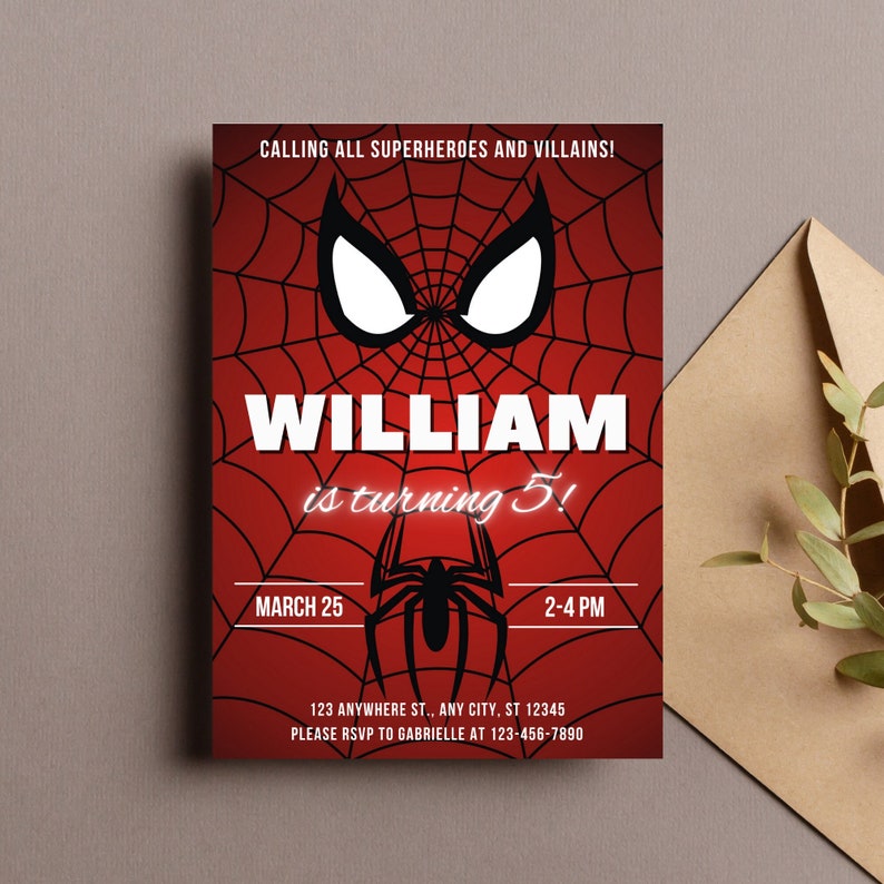 Spiderman Birthday Invitation Template Editable Spider-man Birthday ...