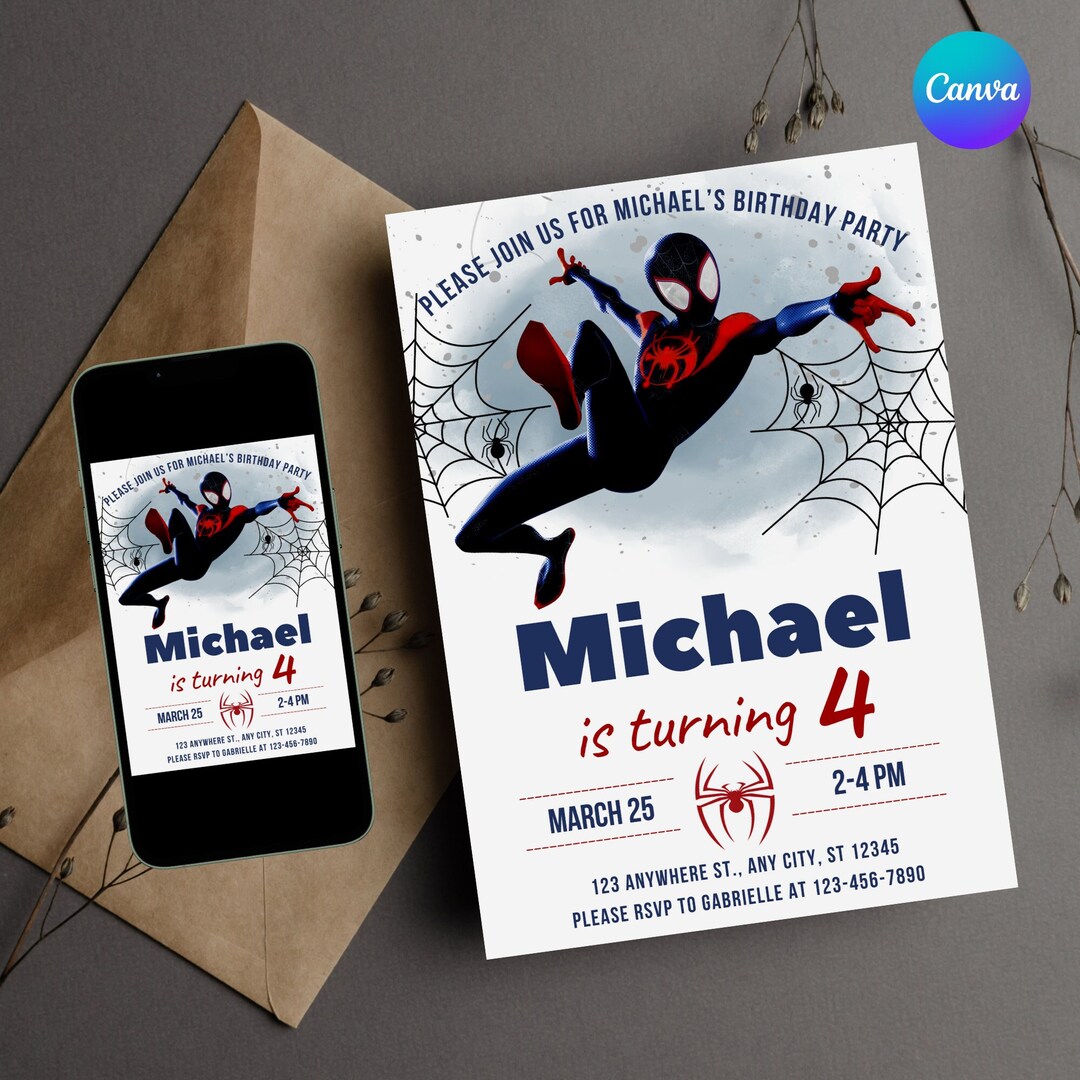 Miles Morales Birthday Invitation Template Instant Download - Editable ...
