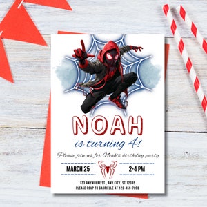 Miles Morales Spiderverse Birthday Invitation Template - Editable ...