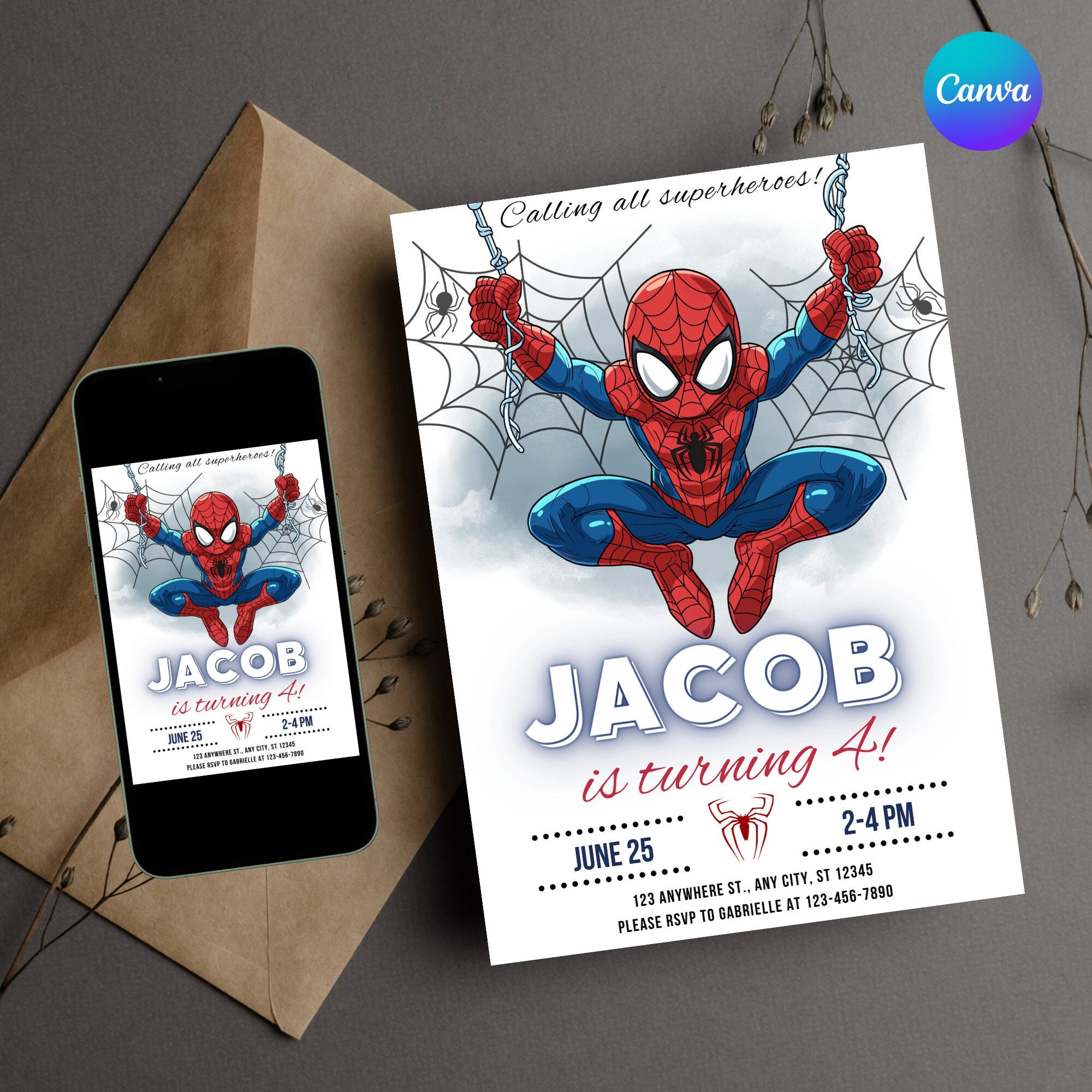 Editable Spiderman Birthday Invitation Template Instant Download ...