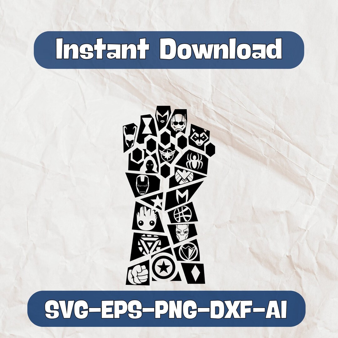 Avengers Gauntlet SVG Instant Download, Superhero Logo PNG, Superhero ...