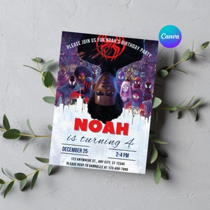 Miles Morales Birthday Invitation Template Instant Download, Printable ...