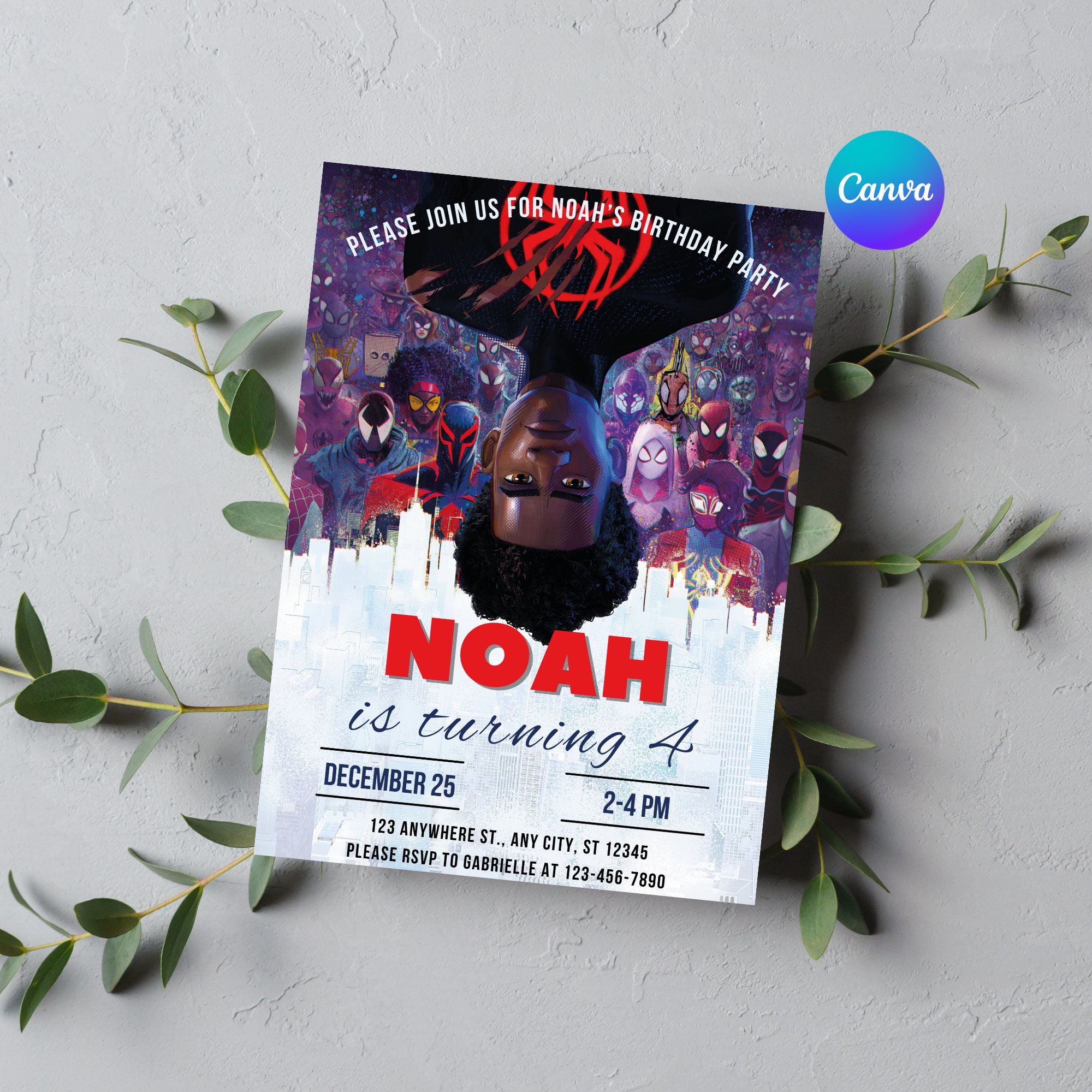 Miles Morales Birthday Invitation Template Instant Download, Printable ...