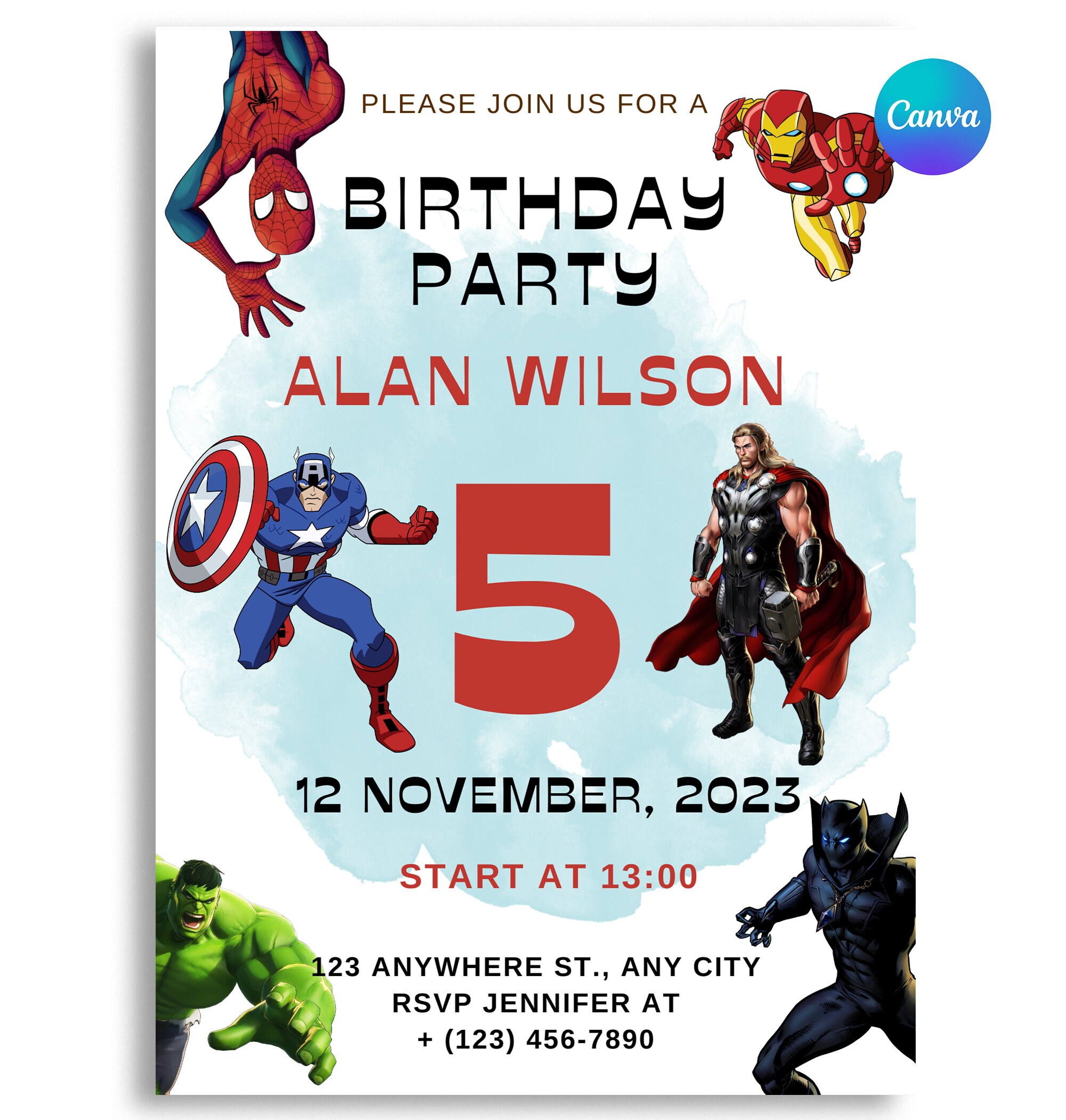 Editable Avengers Birthday Invitation Template Printable - Etsy