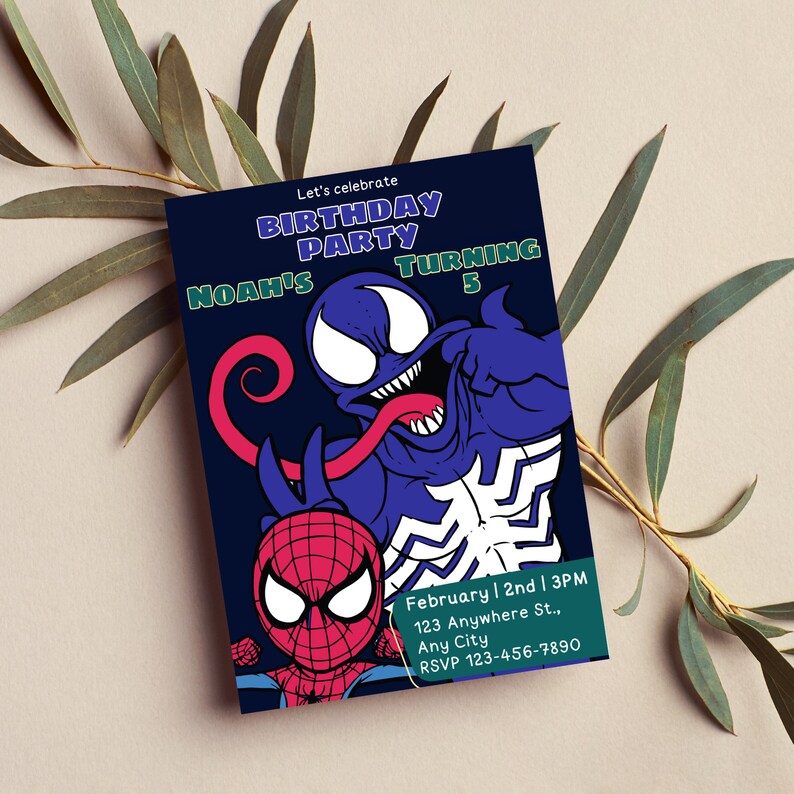 Editable Venom Birthday Invitation Template Spiderman - Etsy