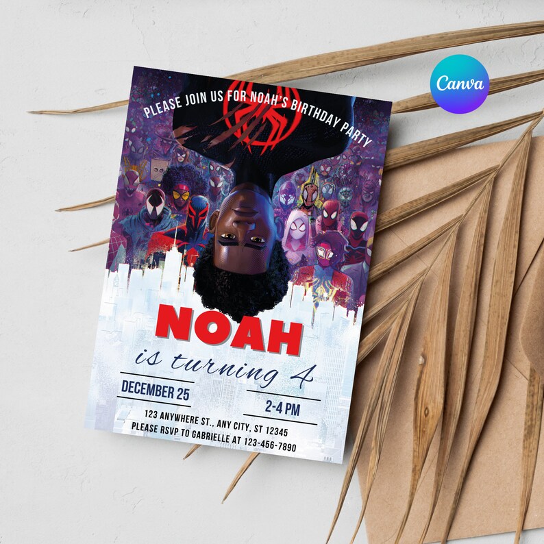 Miles Morales Birthday Invitation Template Instant Download, Printable ...
