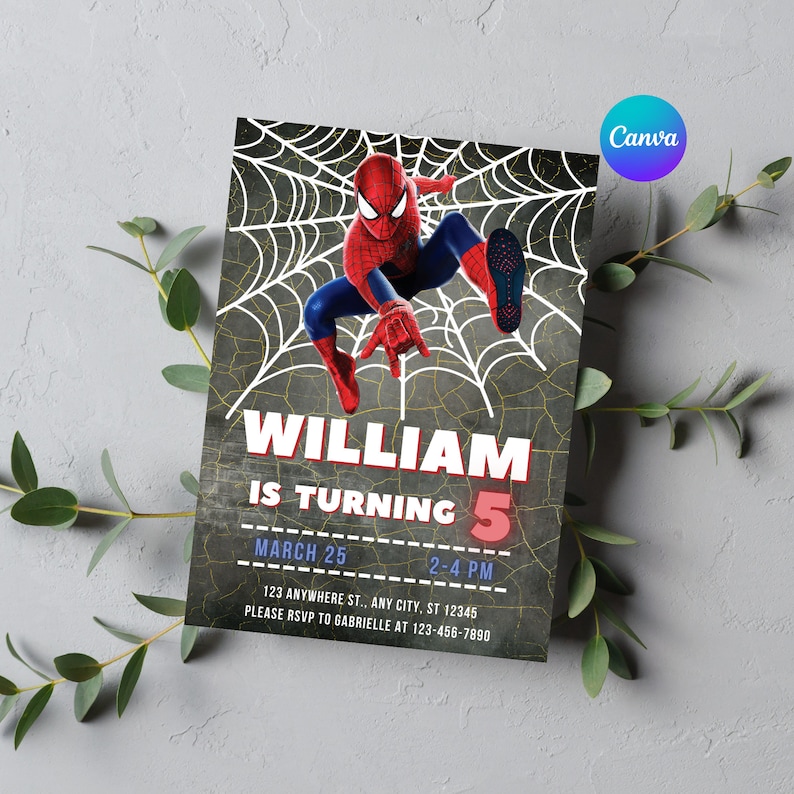 Spiderman Birthday Invitation Template Digital Instant Download ...