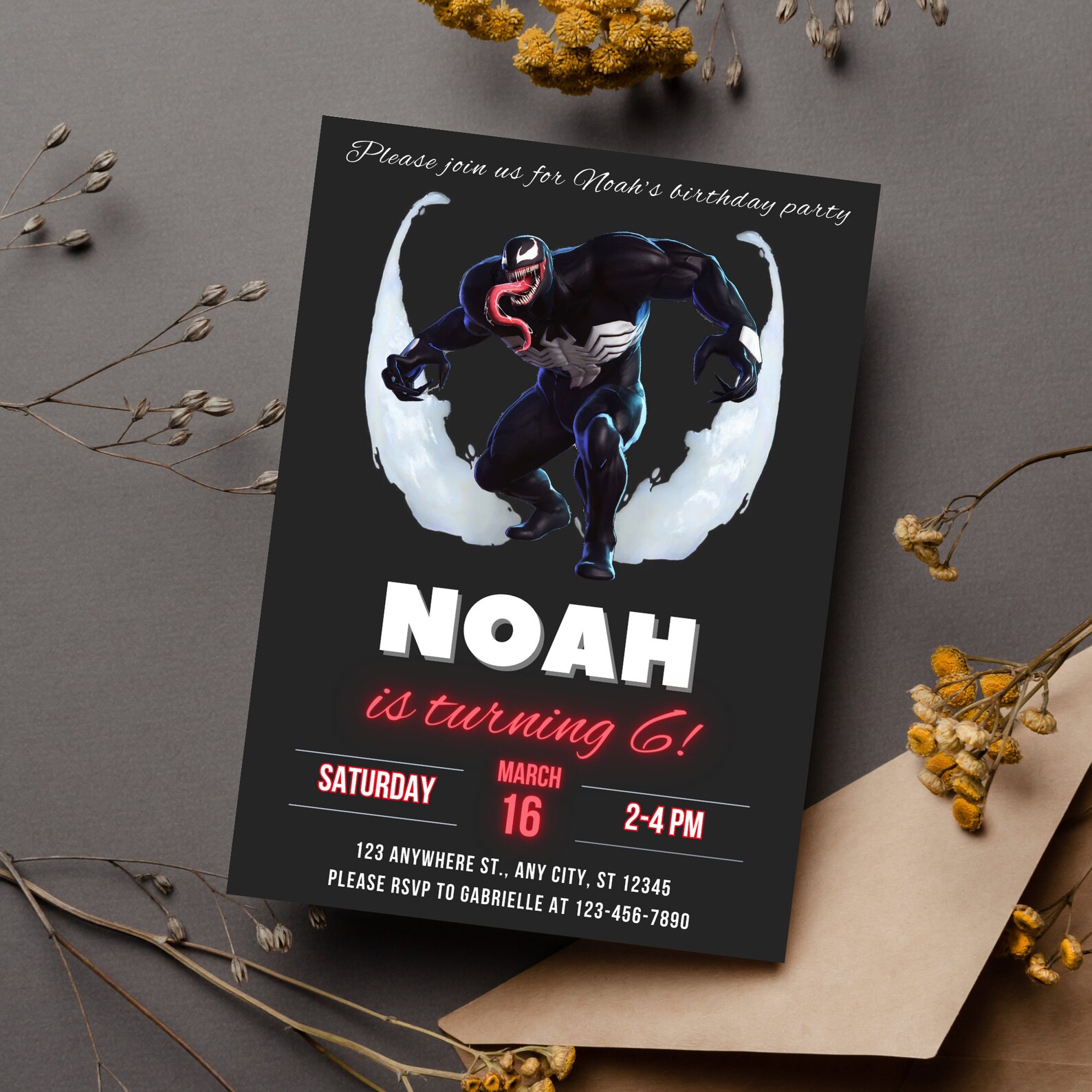 Venom Invitation Birthday Template Printable Superhero Birthday Party ...