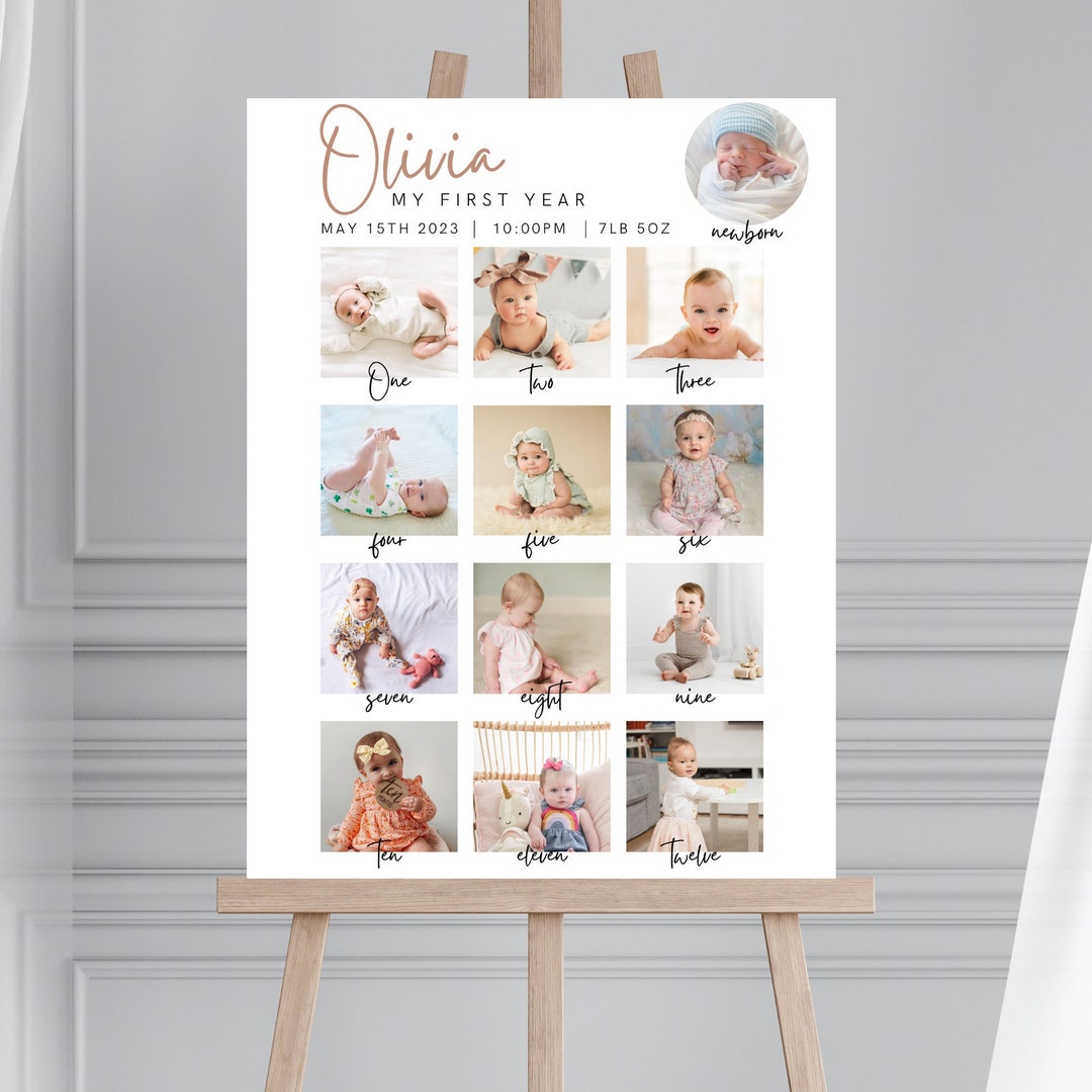 Milestone Birthday Sign Template - Editable Baby's First Year Poster ...