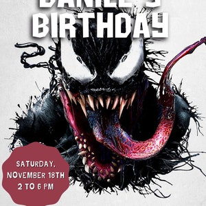 Editable Venom Birthday Invitation Template, Printable Birthday Party ...