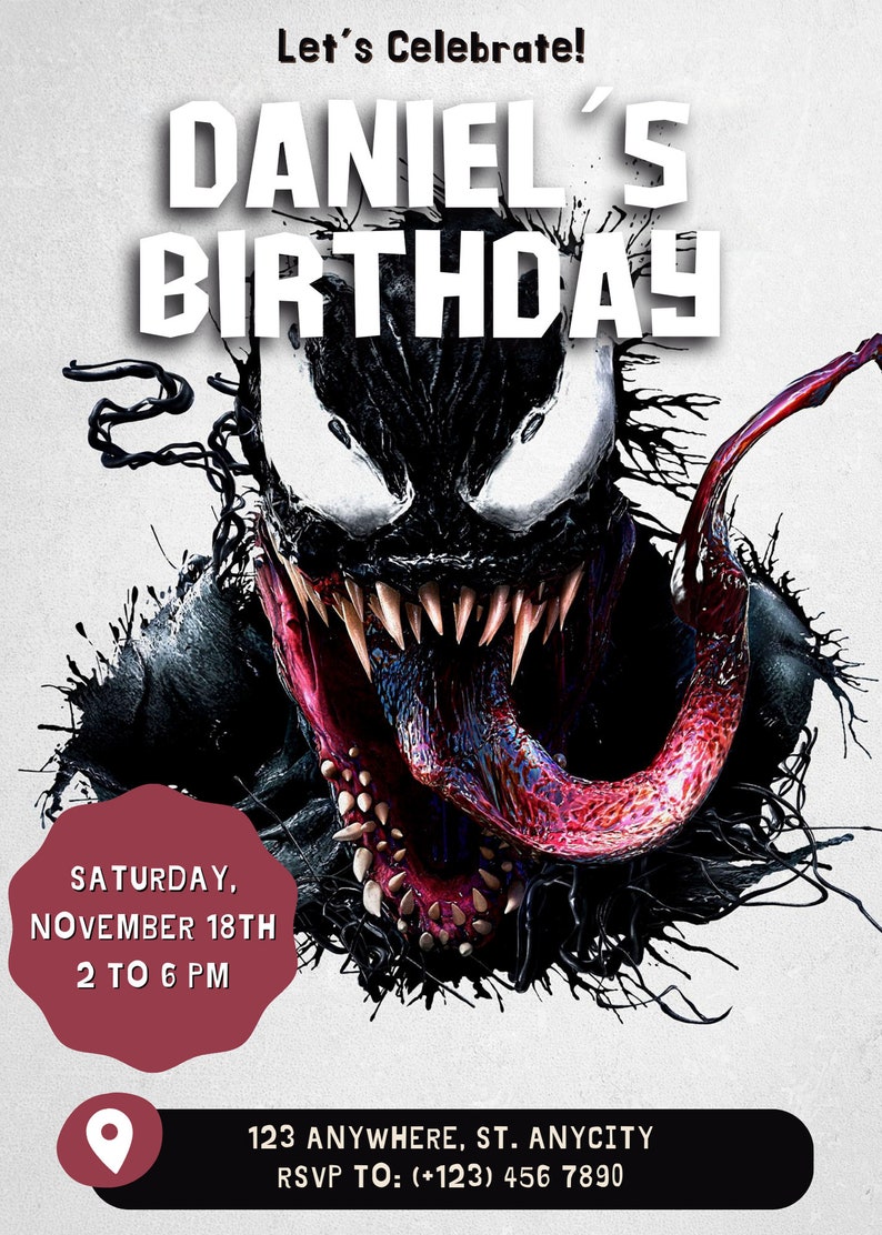 Editable Venom Birthday Invitation Template Printable - Etsy