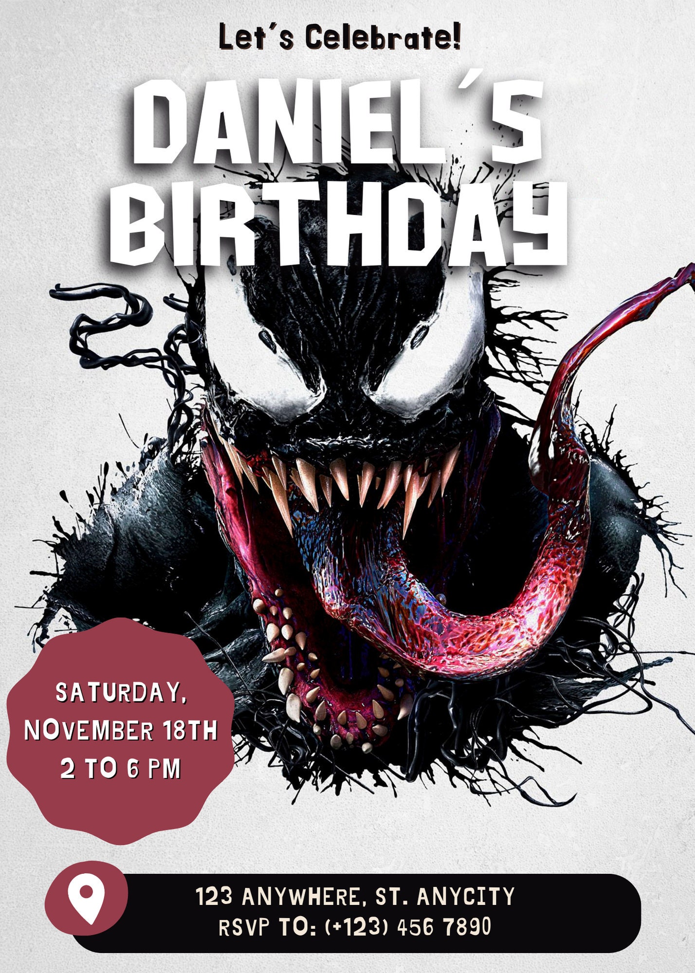 Editable Venom Birthday Invitation Template Printable - Etsy