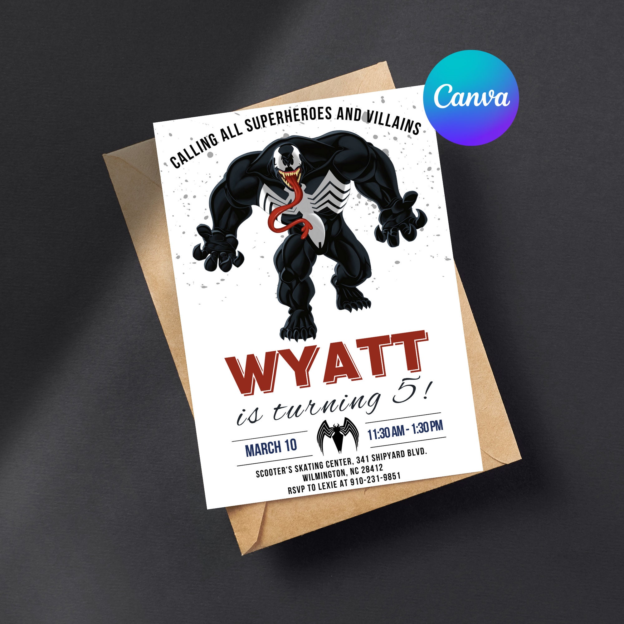 Venom Invitation Birthday Template Digital Instant Download - Etsy
