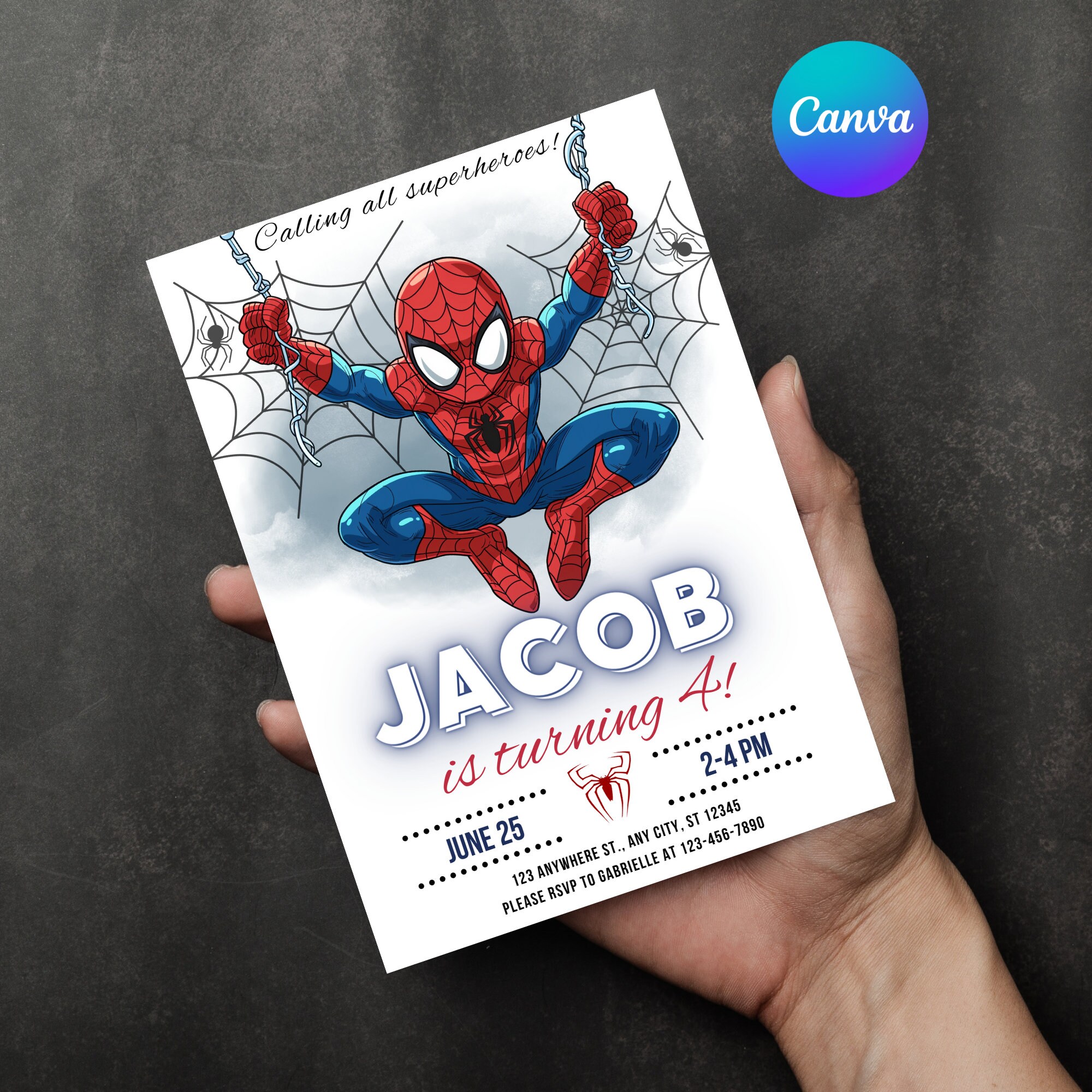 Editable Spiderman Birthday Invitation Template Instant Download ...