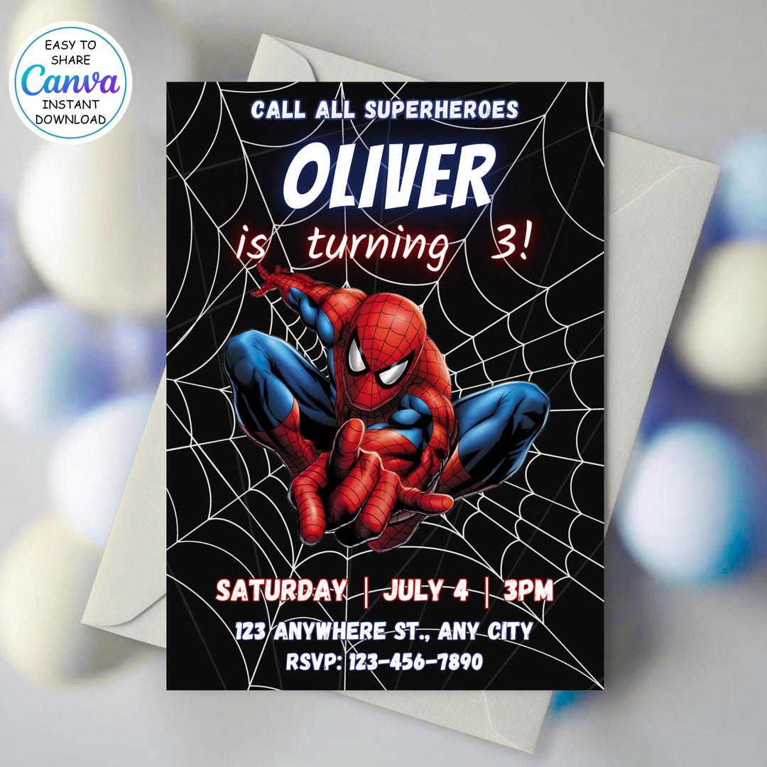 Spiderman Birthday Invitation Template - Printable Spider-man Birthday ...