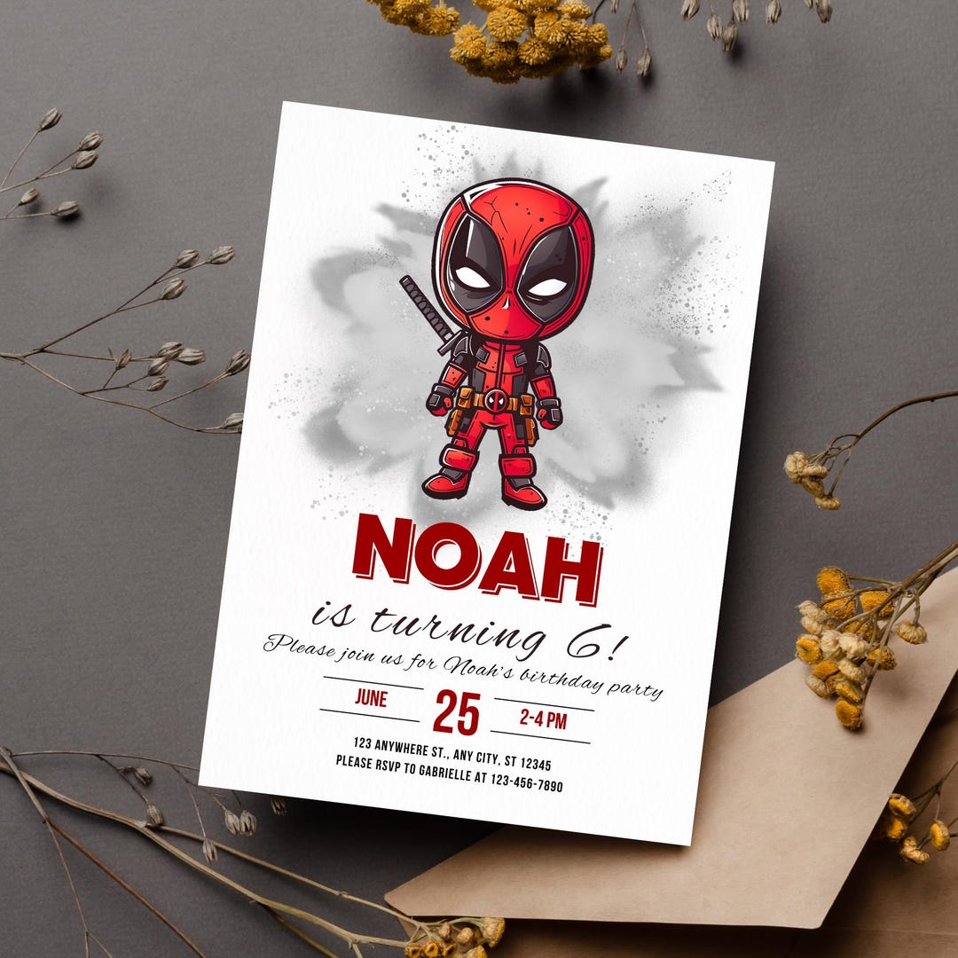 Editable Deadpool Birthday Invitation Template - Printable Deadpool ...