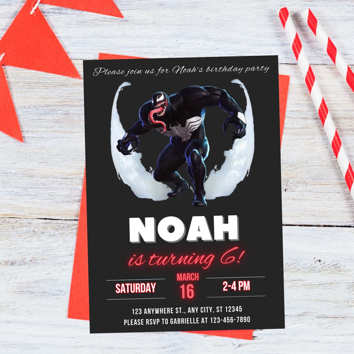 Venom Invitation Birthday Template Printable Superhero Birthday Party ...