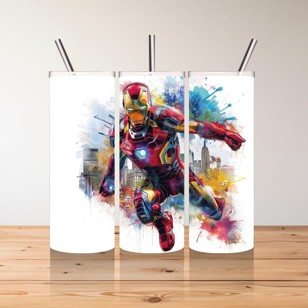 Iron Man PNG Tumbler Wrap Sublimation Design - Superhero 20oz Skinny ...