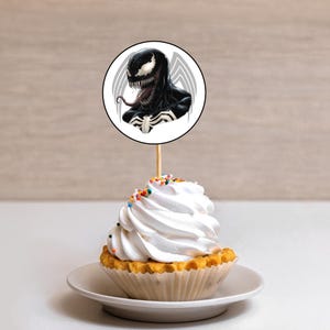 Venom Cupcake Toppers – Printable Superhero Party Decorations – Venom ...
