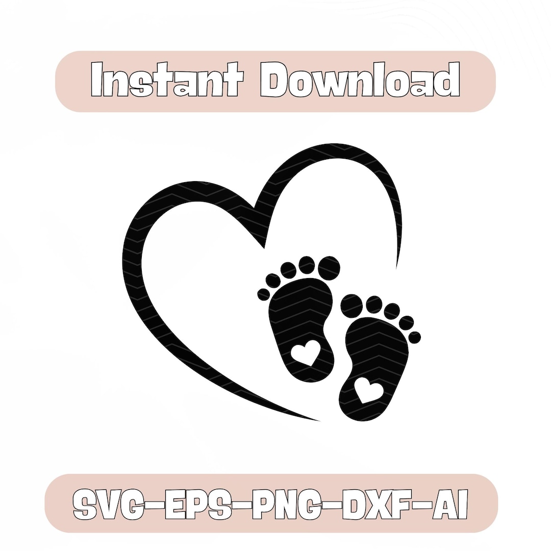 Baby Footprint Heart SVG, Editable Baby Shower Design, Newborn ...