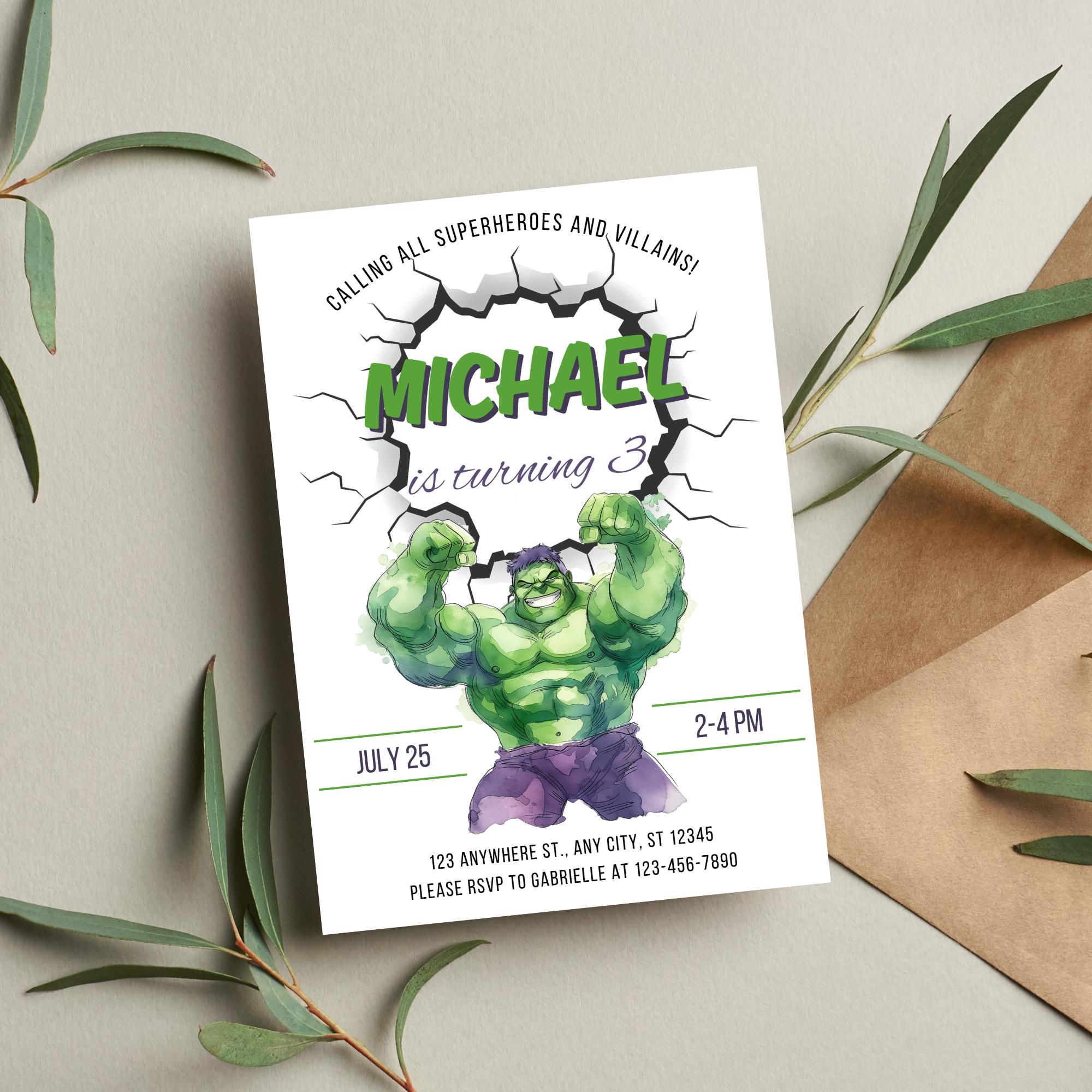 Editable Hulk Birthday Invitation Template Instant Download - Printable ...