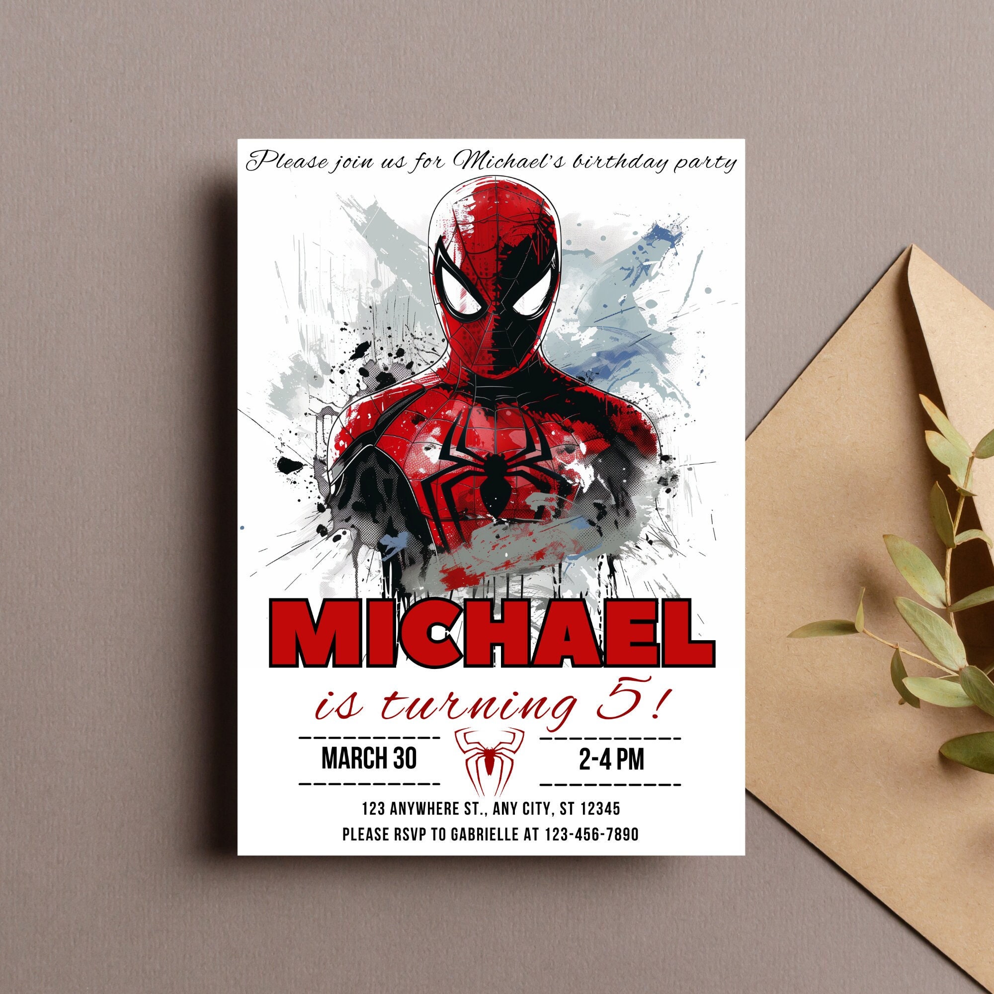 Spiderman Birthday Invitation Template Instant Download Editable Spider ...