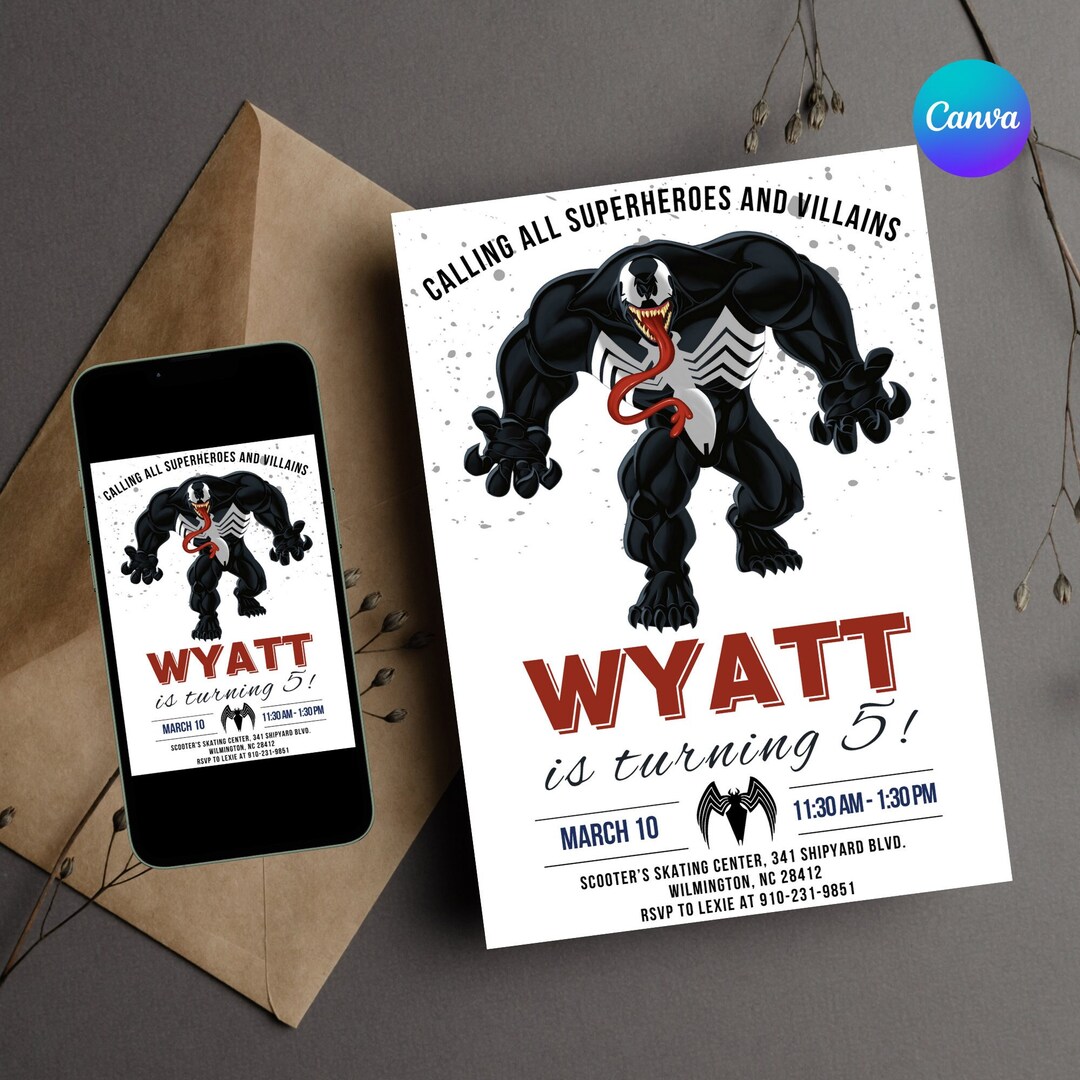 Venom Invitation Birthday Template Digital Instant Download - Etsy