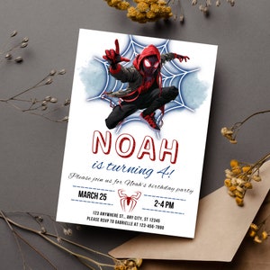 Miles Morales Spiderverse Birthday Invitation Template - Editable ...